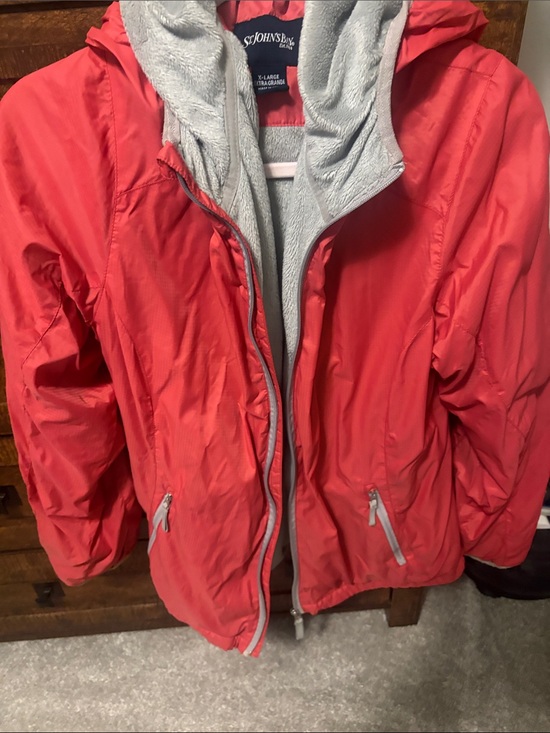 St. John's Bay | Jackets & Coats | St Johns Bay Coral Red Hooded Jacket ...